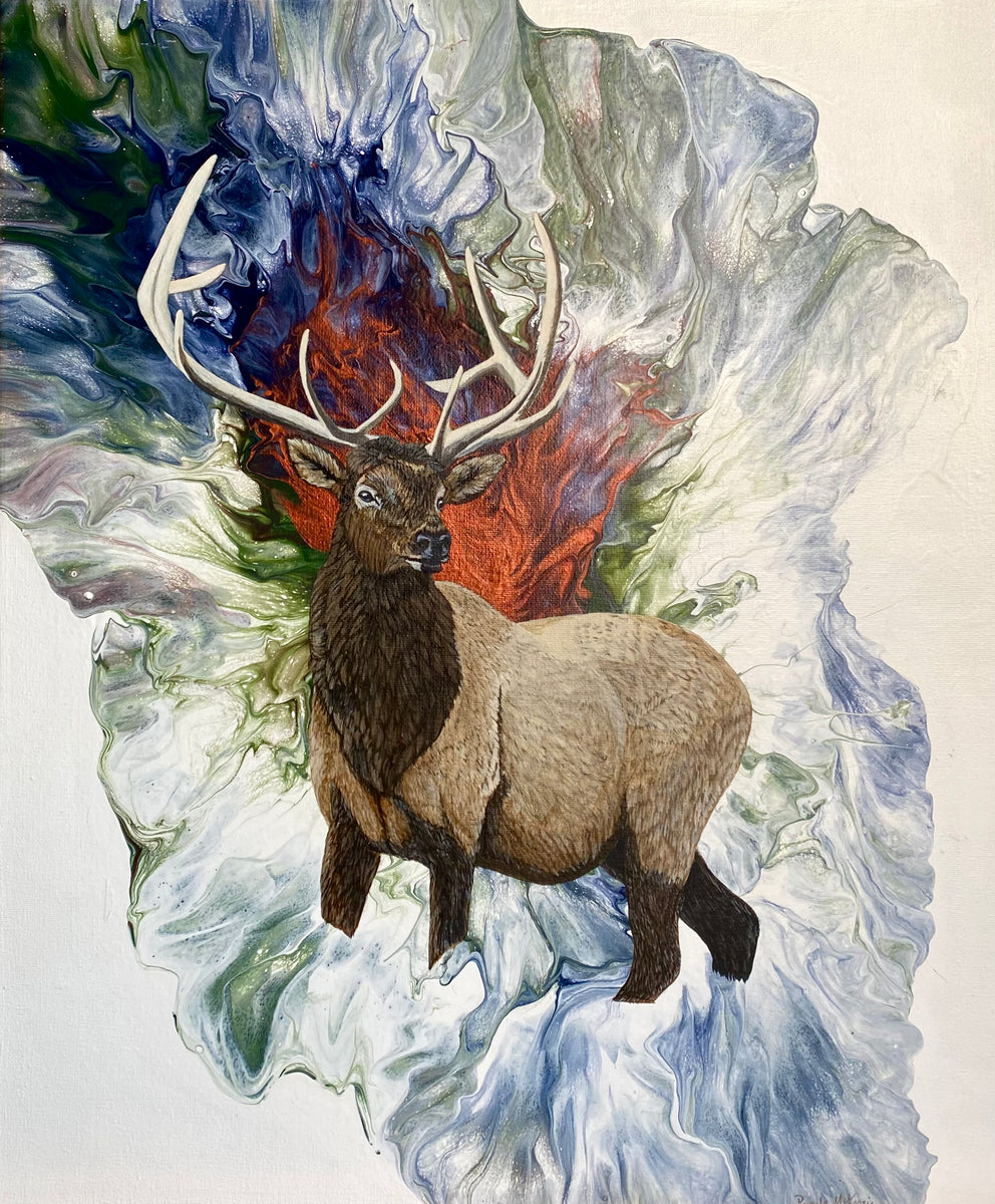 “Forest Dream” Acrylic Elk Painting – Silverline Fine Art